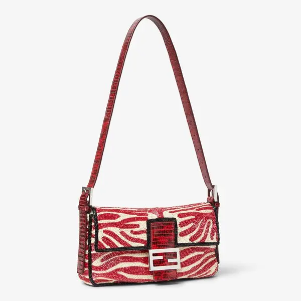 Fendi Baguette® 26424 Raffia And Bead Re Edition Bag